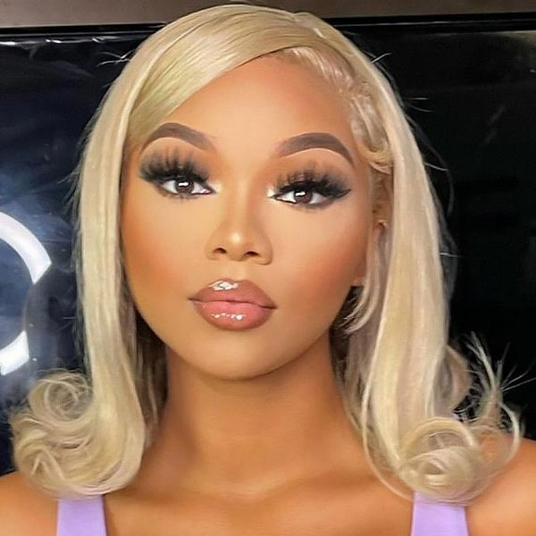 Junoda Side Swoop with Flipped Ends 613 Blonde Bob Wig Straight Human ...