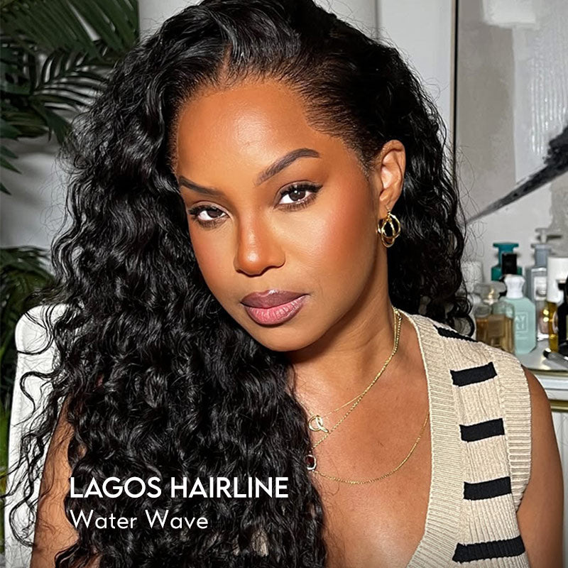Lagos Hairline Water Wave Wig Human Hair 13x4 Glueless Lace Front Wig ...