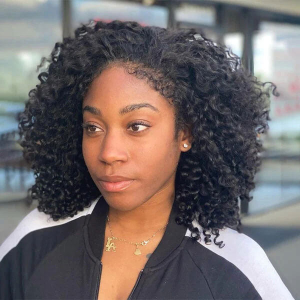 Junoda Kinky Curly 4C Edges Wear & Go Bob Wig Pre Cut Lace Side Part G ...